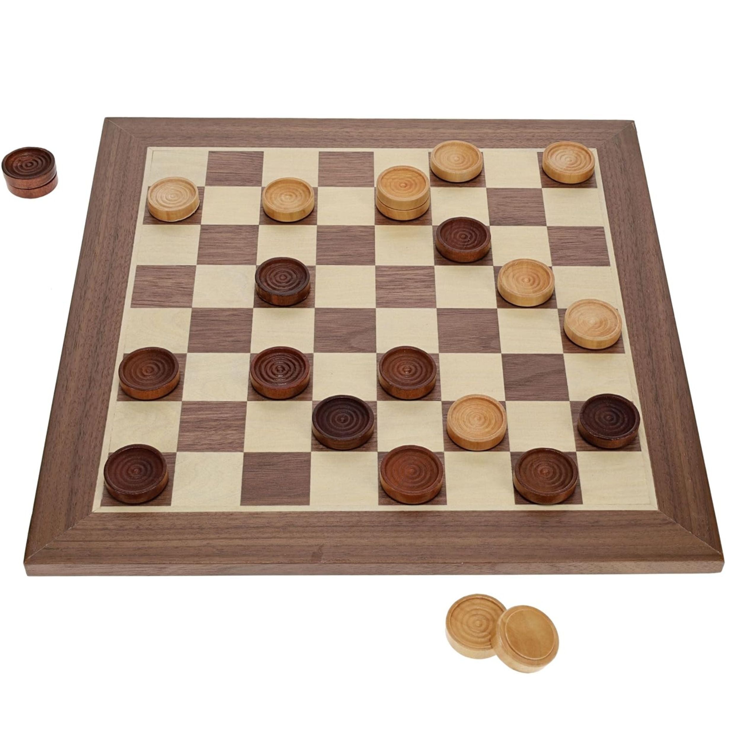 Old School Brown and Natural Wooden Checkers Set -11.75 in. – wood ...